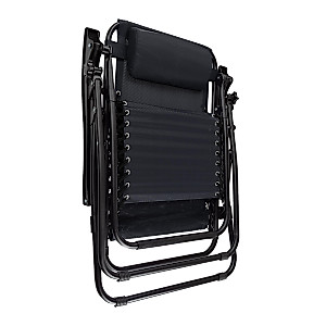 Lavish Home Zero Gravity Chairs - Set of 2 Outdoor Chairs with Side Tables with 2 Cupholders, Phone, and Tablet Holder and Chair Pillow (Black)