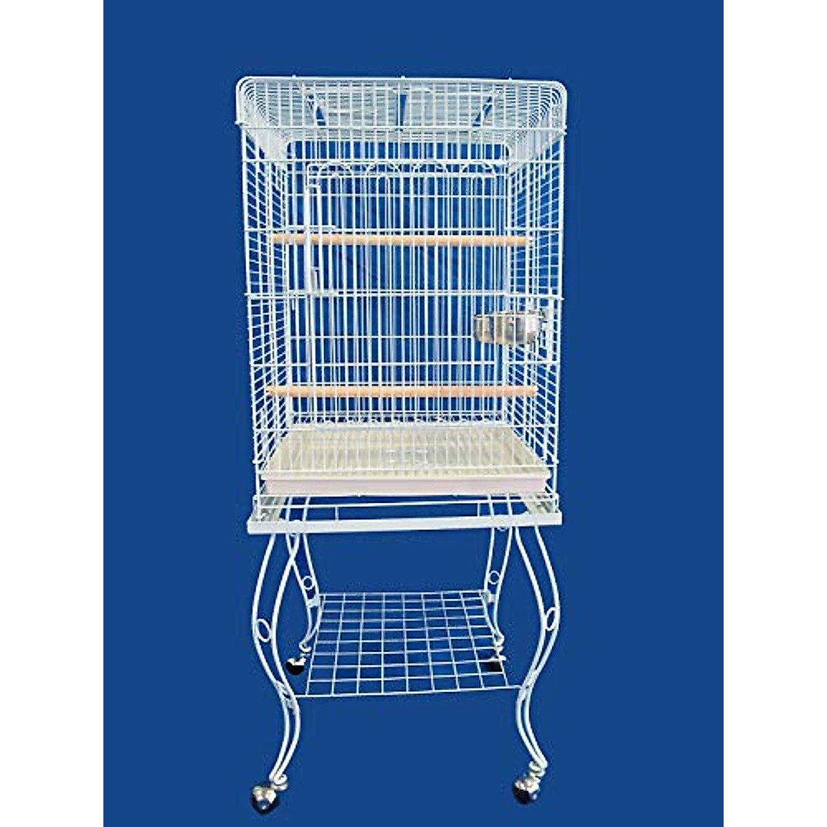 Large 57-Inch Open Square Plays Top Parrot Lovebird Cockatiel Cockatiels Parakeets Cage with Removable Rolling Stand