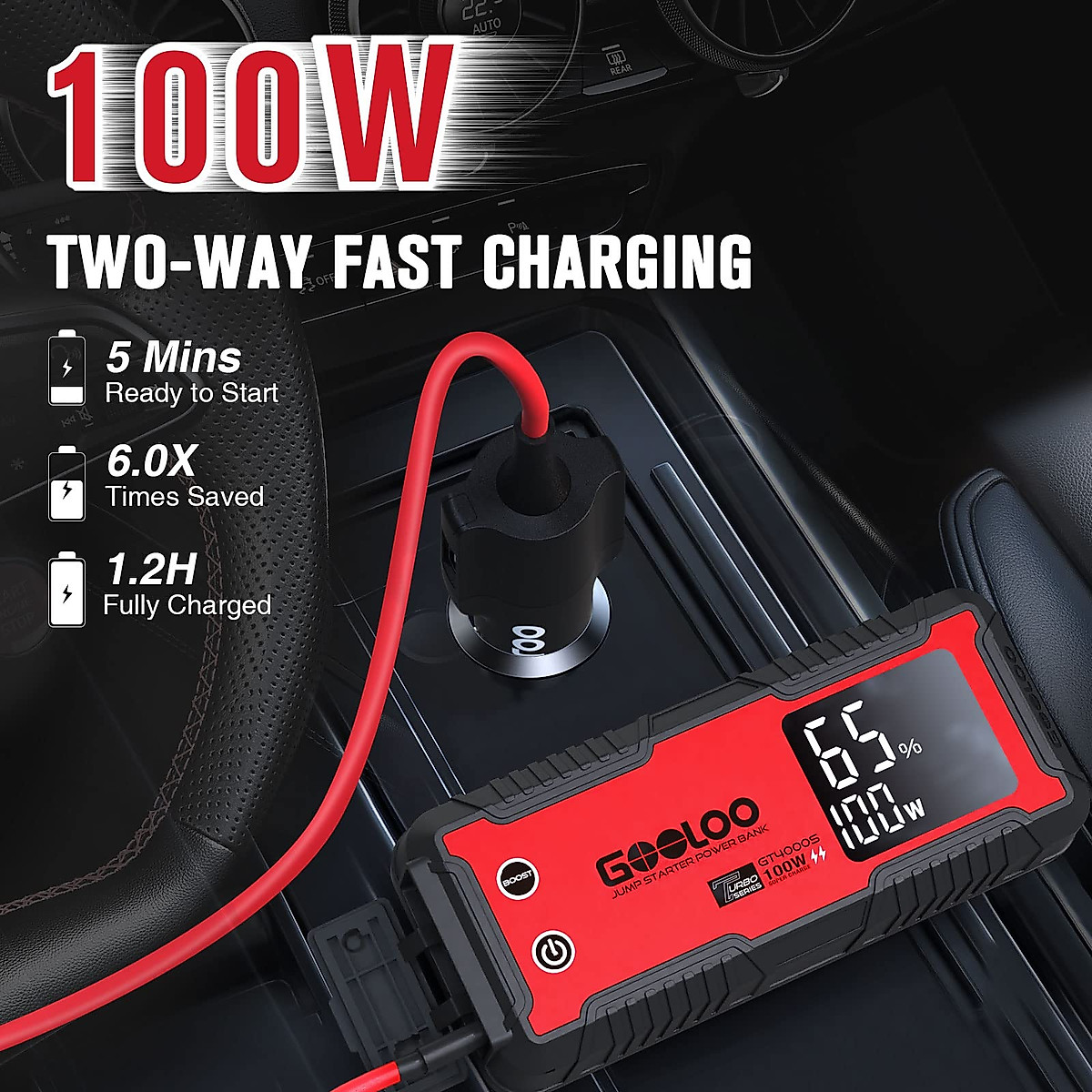 GOOLOO GT4000S Jump Starter 100W Two-Way Fast-Charging Portable Car Jump Starter EVA Storage Case