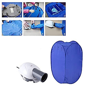 Portable Clothes Dryer, Blue Mini Folding Ventless Electric Air Clothes Dryer Bag Folding Fast Drying Machine with Heater 110V US Plug