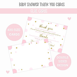 Paper Clever Party 25 Pink and Gold Baby Thank You Cards Pack – Cute Baby Shower Notes with Envelopes, Prefilled Message, Customizable Blank Stationery, Princess Theme, New Parents Gift Ideas