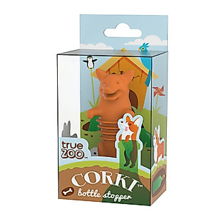 TrueZoo Corki Bottle Stopper, Corgi Animal Cork, Novelty Wine Stopper, Silicone, Set of 1, Orange
