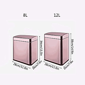 YIRENZUI 12 Liter Intelligent Trash Can Smart Sensor Recharge Dustbin Automatic Sensor Electric Waste Bin Home Rubbish Can for Bathroom Kitchen Garbage Ideal opening speed, away from bacteria and viru