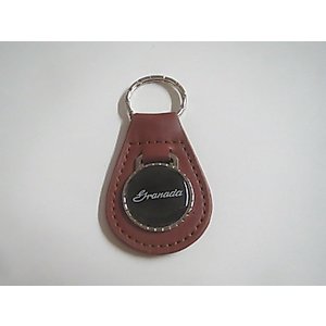 1975 1976 1977 1978 1979 1980 1981 1982 GRANADA SCRIPT LOGO LEATHER KEYCHAIN - BROWN