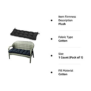 Indoor/Outdoor Bench Cushion, Swing Cushion, 51.2"x19.7", for Lounger Garden Furniture Patio Lounger Bench (Black)