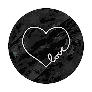 White Heart Love Black PopSockets PopGrip: Swappable Grip for Phones & Tablets