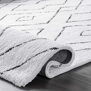 NuLOOM Beaulah Modern Trellis Shag Area Rug, 6' x 9', White