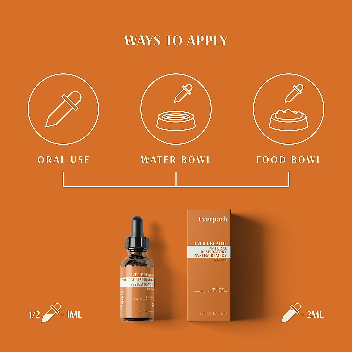 2024 Everpath Upgraded Respiratory Support for Dogs - 2 Fluid Ounces/60mls | Made in The USA | Boosts Immune Support & Healthy Breathing | Enhances Respiratory Function | Natural Solution for Pets