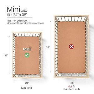 Lulumoon Muslin Mini Crib Sheets - Pack n Play Sheets Fitted for Baby - 24"x 38" Brown