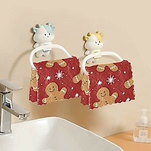 Christmas Cookie Kitchen Cloth Dish Towels Gingerbread Snowflake Kitchen Cloths Dishcloths Highly Absorbent Dust Dirty Cleaning Supply Kitchen Tableware Car Pack of 6 11x11 in