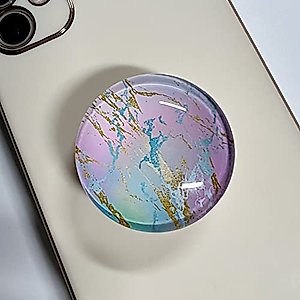 WUYULB Clear Glitter Purple Blue Marble Design Expandible Collapsible Mobile Phone Grip Cell Phone Stand Holder for Smartphones Cellphone Accessory