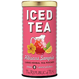 The Republic of Tea – Hibiscus Sangria Iced Herbal Tea, 8 Large Quart-Sized Iced Tea Pouches, Naturally Caffeine Free