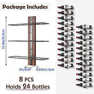 Wine Rack Wall Mounted for 24 Wine Bottles, Wall Wine Rack Wood Wine Racks for Wall, Wine Holder Wall Mounted Wine Bottle Racks for Kitchen, Dining Room, Bar