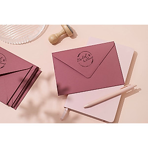 Stamp by Me | Custom Wedding Stamp | Wedding Stamp | Personalized Stamp | 12 Exclusive Designs | Wooden Stamp | Ideal for Envelopes and Wedding Invitations | Names and Date | Circular Flower Wreath