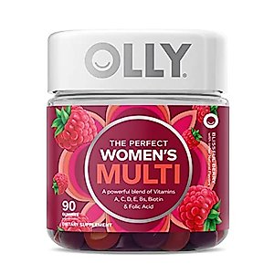 OLLY Women's Multivitamin Gummy, Overall Health and Immune Support, Vitamins A, D, C, E, Biotin, Folic Acid, Adult Chewable Vitamin, Berry, 45 Day Supply - 90 Count (Pack of 1)