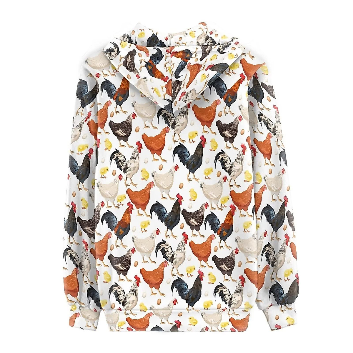 Biyejit Cute Chicken Rooster Women Long Sleeve Hooded Sweatshirts Zip Up Hoodies Lightweight Athletic Jacket with Pocket Ladies Casual Tops