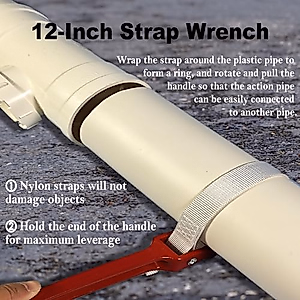 Pipe Strap Wrench,12-inch Capacity Adjustable Strap Wrench