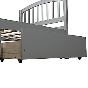 Twin Bed with Drawers,Wood Bed Frame with Headboard and Footboard Wood Platform Captain Beds for Boys, Girls, Kids, Teens and Adults, Gray