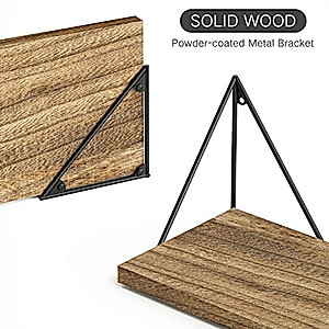 SRIWATANA Floating Shelves Wall Mounted, Rustic Wall Shelves for Bedroom, Bathroom, Living Room, Kitchen Set of 3 (Carbonized Black)