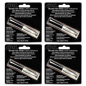 Ardell Brush On Strip Lash Adhesive, Clear Lash Glue for False Lashes, Waterproof, Latex-Free, 5ml, 4 Pack