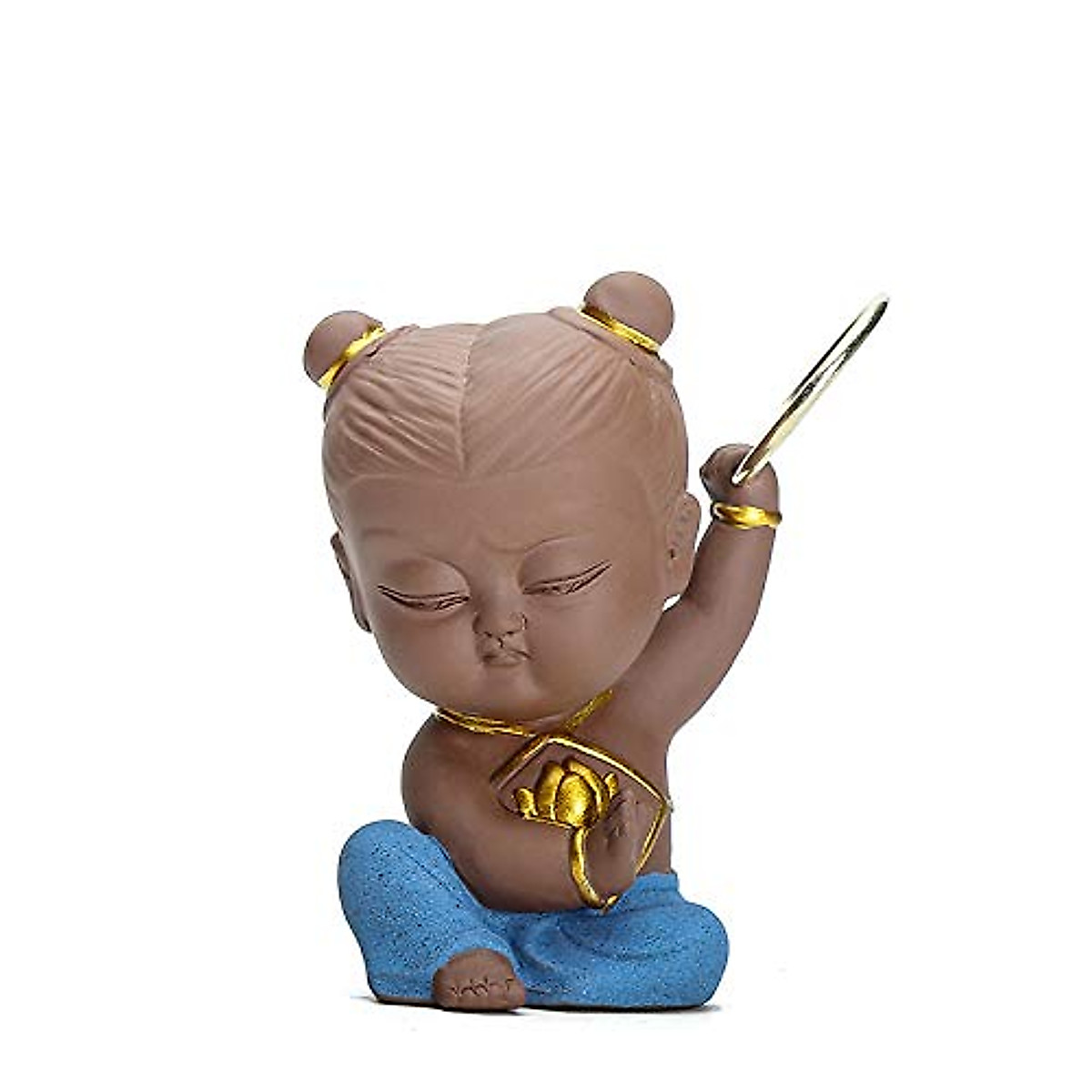 Kingzhuo Collectible Dolls Figurines Nezha Figurine Handcraft Artwork Ceramics Statue Chinese Ancient Legendary Hero Nezha Collectible Figurines Ceramic Ornaments Decoration Adorable Gift (7 x 10 CM)