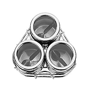 Zindwear ; Shop Your Style Stainless Steel Spices and Dry Fruit & Food Storage Round Containers With Stand and Spoons