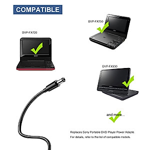 12V AC Adapter Charger for Sony Portable DVD Player AC-FX150 DVP-FX720 DVP-FX730 DVP-FX750 DVP-FX810 DVP-FX811 DVP-FX820 DVP-FX921 DVP-FX970 DVP-FX950 DVP-FX955 DVP-FX94/B Power Supply Cord