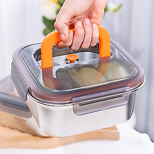 Generic Modern Eco-Friendly 304 Stainless Steel Leak Proof Containers with Silicone Lids - Rectangular Lidded Airtight Food Storage for School, Daycare, Office Lunches, Picnics, Travel Snacks