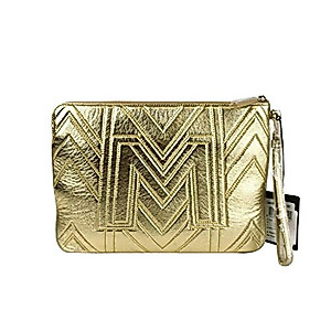 MCM Women's Munichi Gold Metallic Leather Medium Pouch Wristlet MYZ9SKL02DA001
