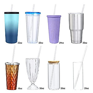24 Pcs, Highly Clear Reusable Straws with 4 Straw Brushes, 10.5 in Long Hard Plastic Drinking Straws, Transparent Replacement Straws for 16OZ-32 OZ Tumblers, Cups, Jars, YETI, Starbucks - BPA FREE