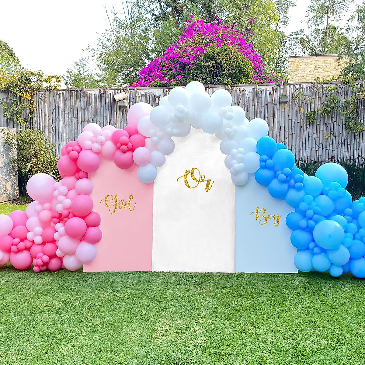 AIBIIN 2x5ft Pink Arch Wall Backdrop Round Top Backdrop Cover Valentine's Day Round Top Arch Frame Cover 2-Sided Fit Backdrop Stand for Wedding Baby Shower Birthday Bridal Shower Events Party Decor