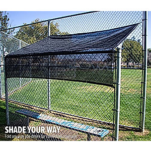 PowerNet Fence Shade Net Cover | Portable Baseball Softball Dugout Sun Screen | 18.75 FT x 7 FT | Blocks Sun to Keep Players Cool | Easily Attach to Any Chain Link Fence with Included Bungee Ball Ties