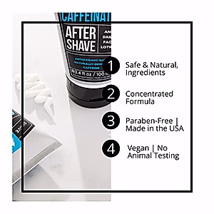 Pacific Shaving Company Caffeinated Aftershave - Helps Reduce Appearance of Redness, With Safe, Natural, and Plant-Derived Ingredients, Soothes Skin, Paraben-Free, Made in USA, 3.4 oz