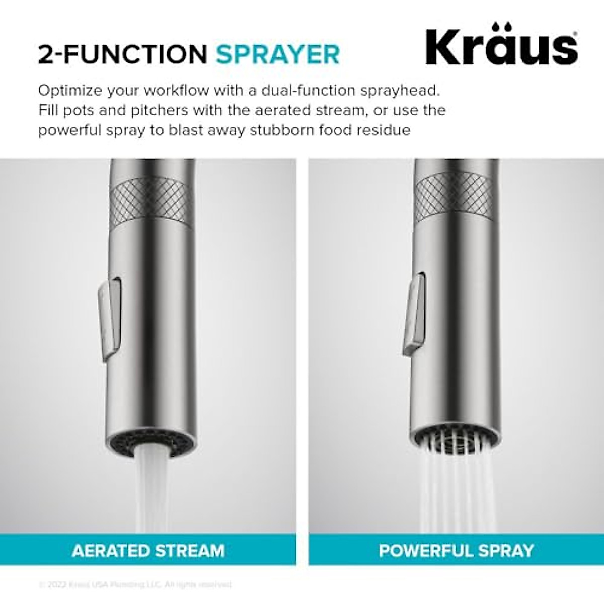 KRAUS Oletto Modern Industrial Pull-Down Single Handle Kitchen Faucet in Brushed Gold, KPF-2654BG