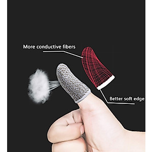 Finger Sleeve, Breathable Mobile Game Controller Finger Sleeve Touch Screen Finger Cot with Conducting Wire Fiber for PUBG Mobile, Rules of Survival, for Android iOS Tablet (4 Pack)