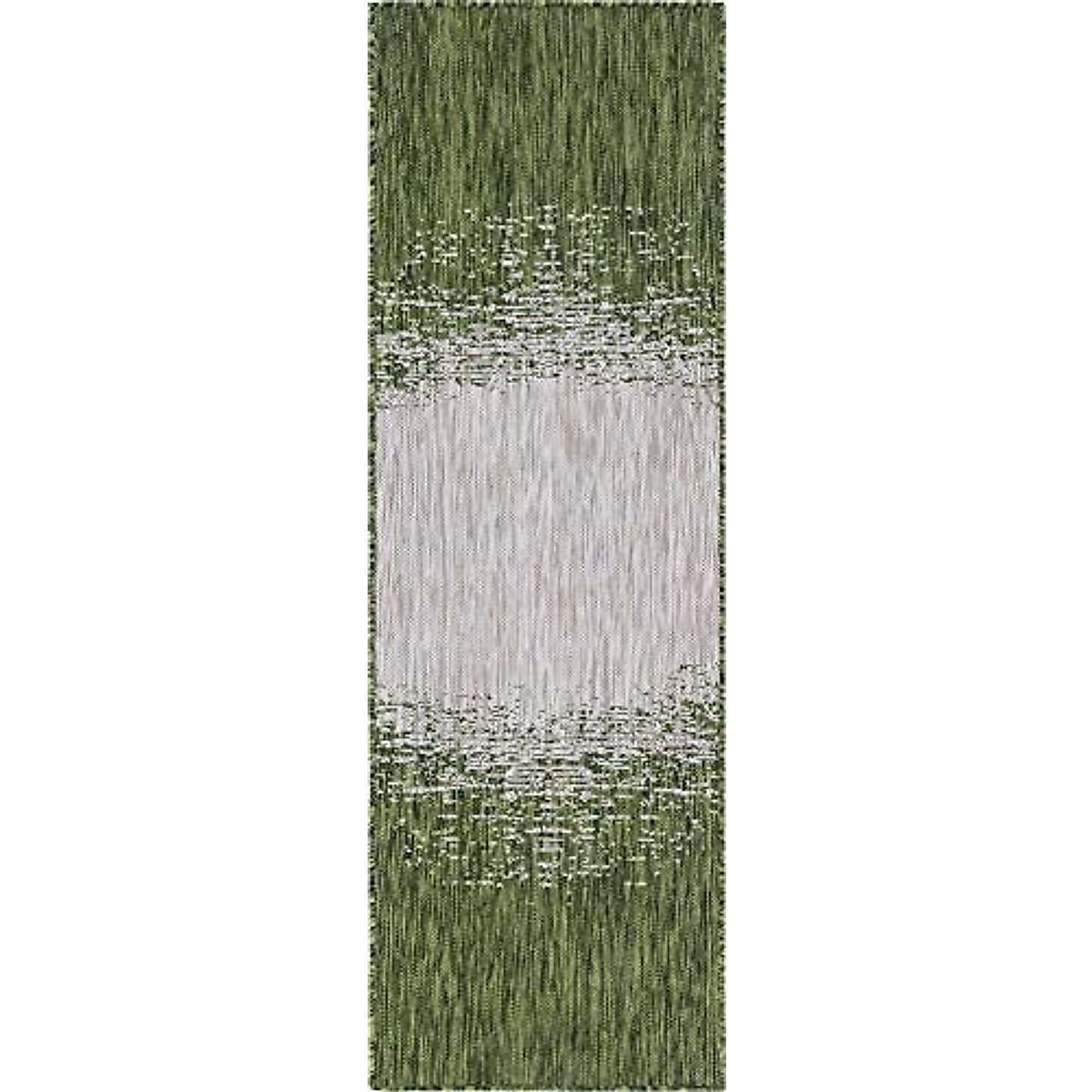 Unique Loom Modern Collection Gradient, Distressed, Vintage, Abstract, Indoor and Outdoor Area Rug, 2 ft x 6 ft, Green/Beige