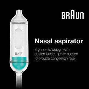 Braun Manual Nasal Aspirator – Quickly and Gently Clear Stuffed Infant Noses - Toddler and Baby Nasal Aspirator with Two Nose Tips