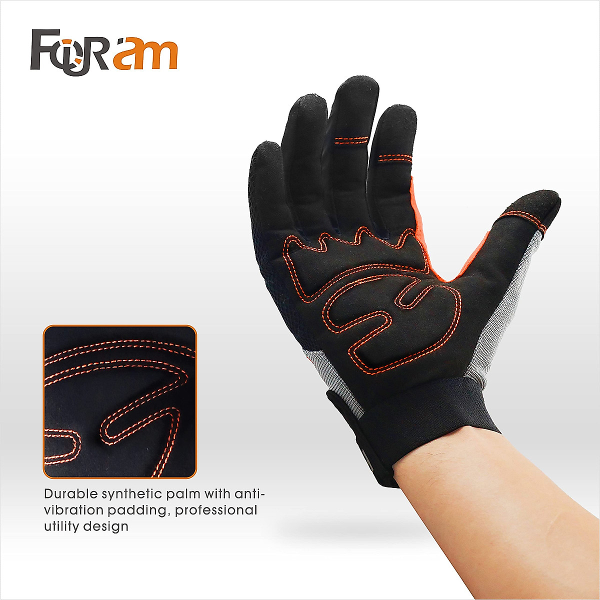 FOUR-AM Work Gloves Men & Women, Utility Mechanic Working Gloves High Dexterity Touch Screen For Multipurpose,Excellent Grip (M)
