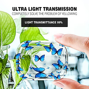 POKABOO Butterfly AirPods Pro Case, Clear Soft TPU Protective Cover Case for AirPods 3 (Front LED Visible) Wireless Charging AirPods Pro Case with Keychain