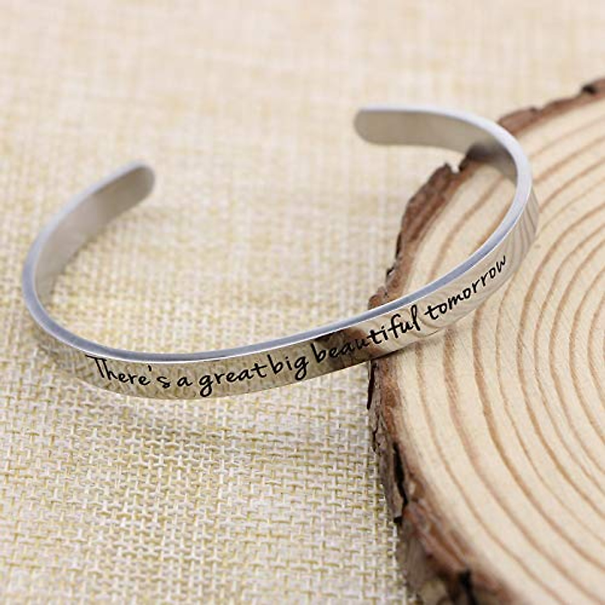 Awegift Motivational Gifts for Women Mantra Quote Cuff Bangle Bracelet Inspirational Jewelry There's a great big beautiful tomorrow