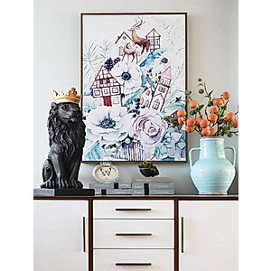 H&W 15''H Lion King Statue, Nordic Style Home and Study Decoration, Collectible Figurines, Best Gift for The Man, Black (HH16-D1)