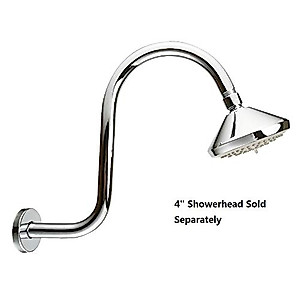 Purelux Goose Neck Shower Arm Water Outlet PJ1201 Made of Stainless Steel, Chrome Finish Showerhead Extension