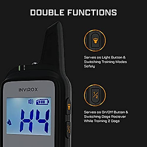 INVIROX Shock Collar for Large Dog [2023 Edition] 123 Levels Dog Training Collar with Remote 1100yd Range, Dog Shock Collar for Medium Dogs 100% Waterproof & Rechargeable Training Collar for Dogs