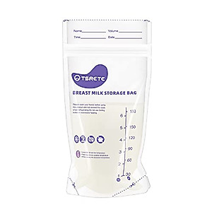TSRETE Breastmilk Storage Bags Temperature Sensing Discoloration - 60 Count Leak Proof Double Zipper Seal Self Standing Breastmilk Bags for Breastfeeding, Space Saving for Refrigeration - 6 OZ/180ml