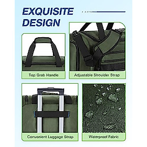 Gym Bag for Men & Women, BAGSMART Sports Travel Duffel Bag Carry-on Bag, Lightweight Weekend Overnight Bag with Shoe Compartment & Wet Pocket, Water-resistant Workout Duffle Bag for Travel Gym -Green