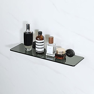 Alise Glass Shelf Bathroom Shelves Wall Mount,Floating Shelves for Bathroom,SUS304 Stainless Steel and Rectangular Tempered Glass Holder Rack Storage Organizer,Black Finish GDL5380-B