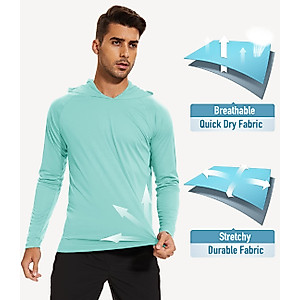 MAGCOMSEN Long Sleeve T Shirt Men UPF 50+ Quick Dry Fishing Shirts Workout Running Shirts Active Hiking Shirts Athletic T-Shirt Lake Blue