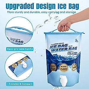 TOURIT Reusable Ice Bag 5lb Ice Pack for Cooler, Bag of Ice Collapsible Water Container with Spigot for Camping, Hiking, Drinking