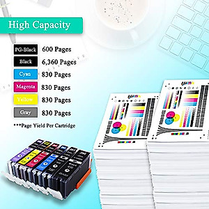 HIINK Compatible Ink Replacement for 280 281 Ink Cartridge for Canon Printer PIXMA TS8120 PIXMA TS8220 PIXMA TS8320 PIXMA TS9120 (6 Pack)