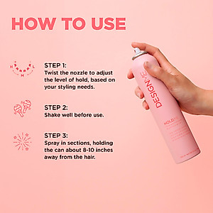 HOLD.ME Three-Way Hairspray by DESIGNME | Hairspray with Light, Medium, & High Hold Options | Extra Hold Hair Spray with Thermal Protectors & Vitamin B5 | Scented Hair Setting Spray, (9.5 Oz)
